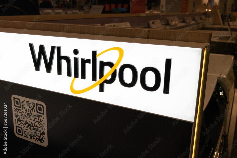 Whirlpool brand logo and sign text of American multinational ...