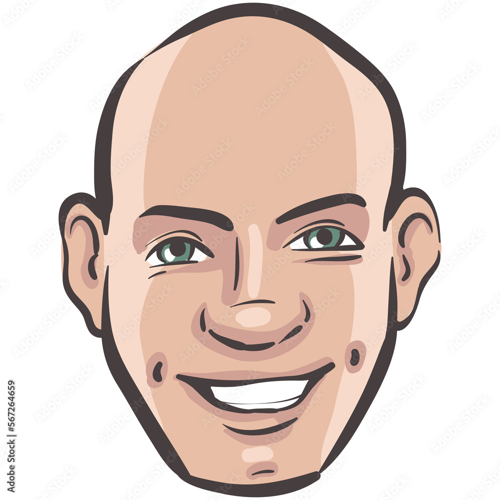 people profile person isolated face of happy young bald man - PNG image ...