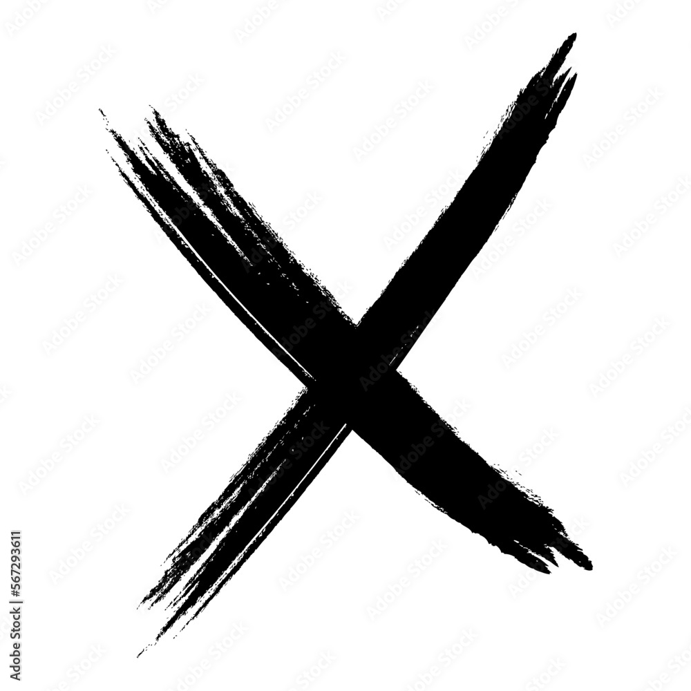 Crossed brush stroke. X black mark. Cross sign graphic symbol. Vector ...