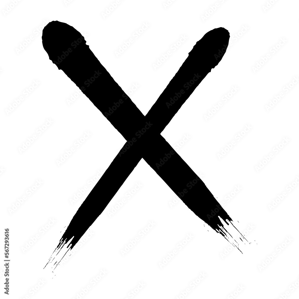 Crossed brush stroke. X black mark. Cross sign graphic symbol. Vector ...