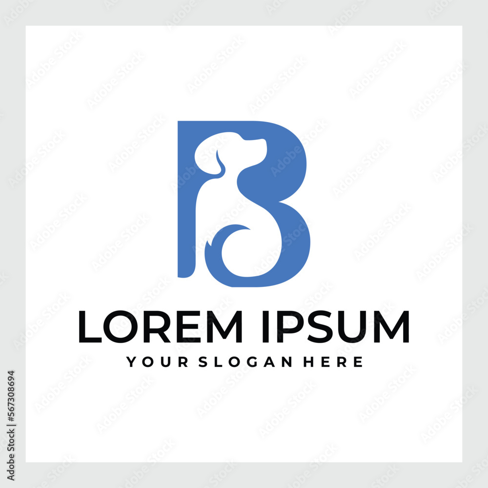 dog cat logo formed b letter vector element design.Letter linear logo B ...