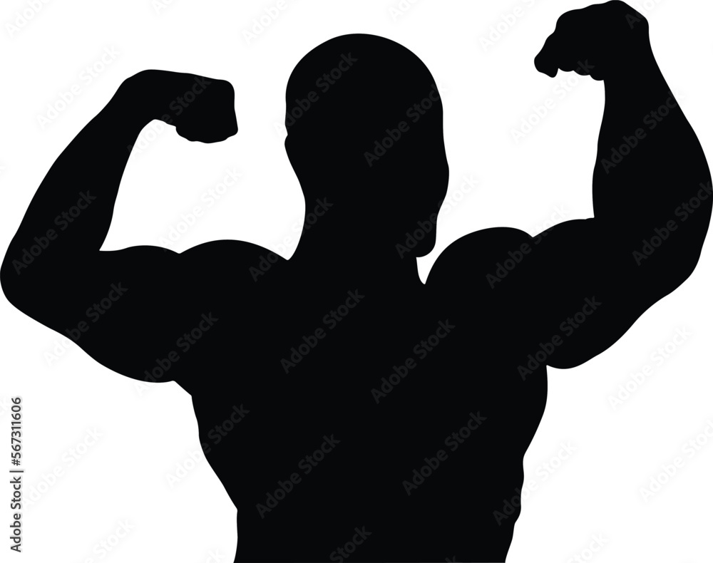 athlete bodybuilder back double biceps bodybuilding black silhouette ...