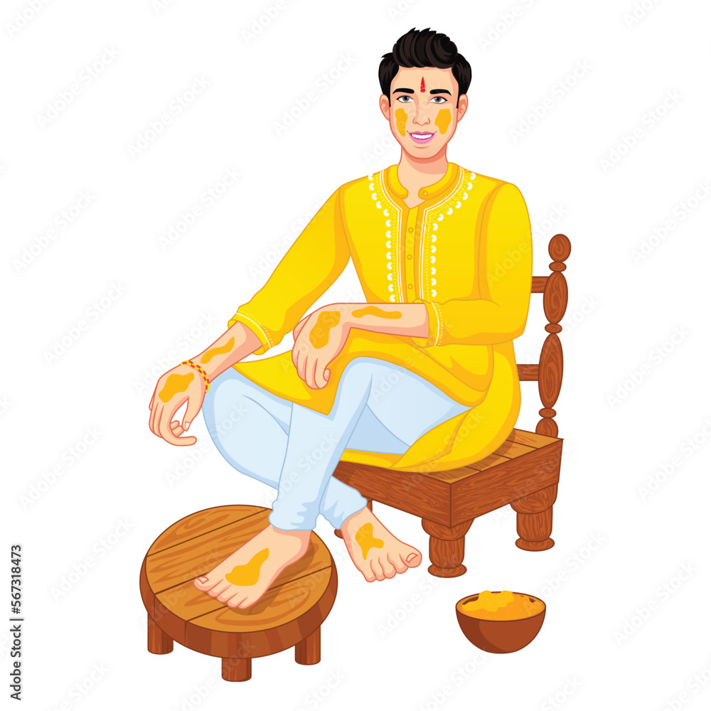 Indian Wedding Groom for Haldi Ceremony Stock Vector | Adobe Stock