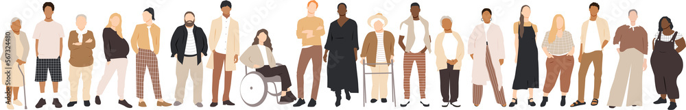 Different people stand side by side together. Stock Photo | Adobe Stock