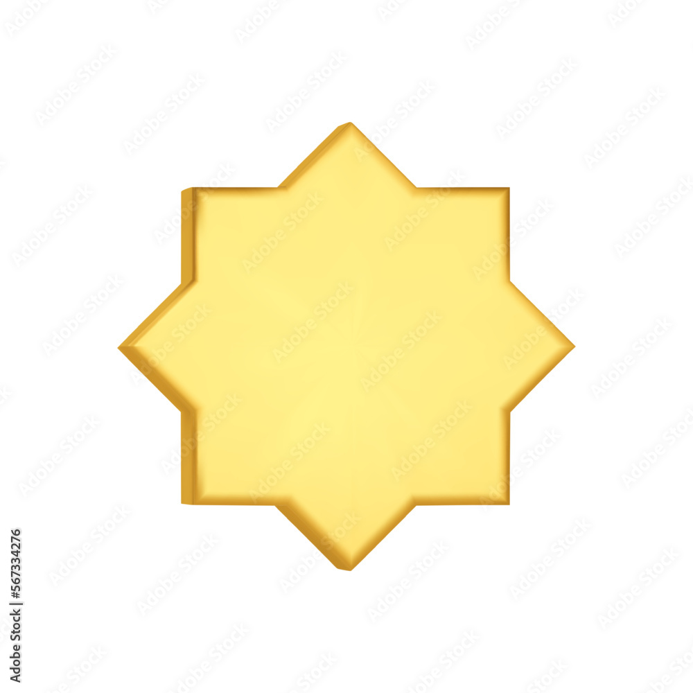 Arabic islamic golden shape for muslim design. 3d border icon. Frame ...