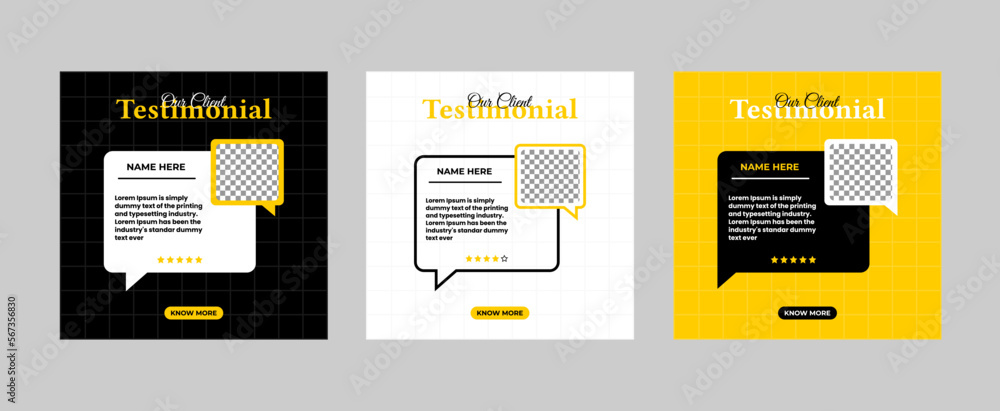 Client or customer testimonials social media post chat icon template ...