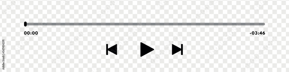 Music or video play bar icon on transparent background. Audio player ...