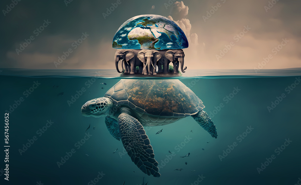 Mythology theory structure of world. Turtle carrying elephants that ...