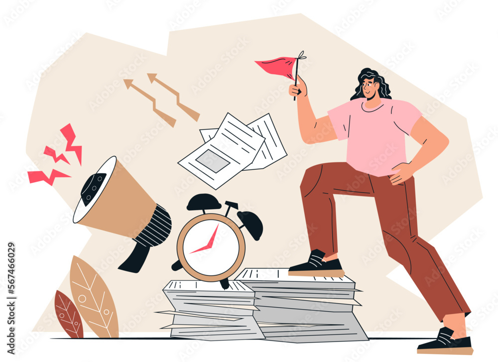 Office work management, todo list and tasks priority, flat cartoon ...