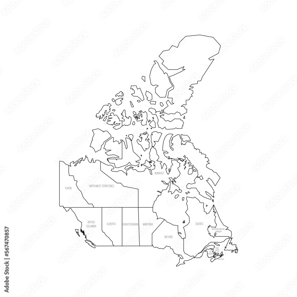 Canada political map of administrative divisions Stock Vector | Adobe Stock