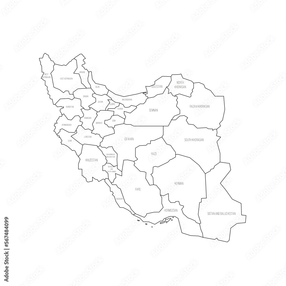 Iran political map of administrative divisions Stock Vector | Adobe Stock