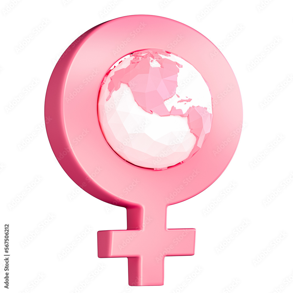 DIA DA MULHER SÍMBOLO FEMINO PLANETA 3D Stock Illustration | Adobe Stock