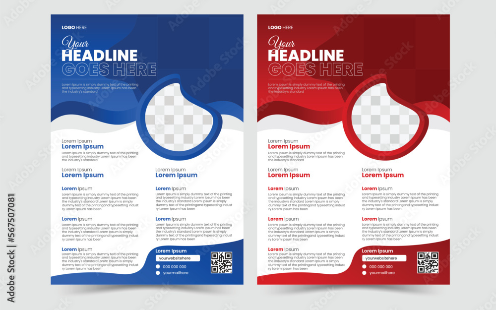 flyer with red elements design, collection of modern design poster ...