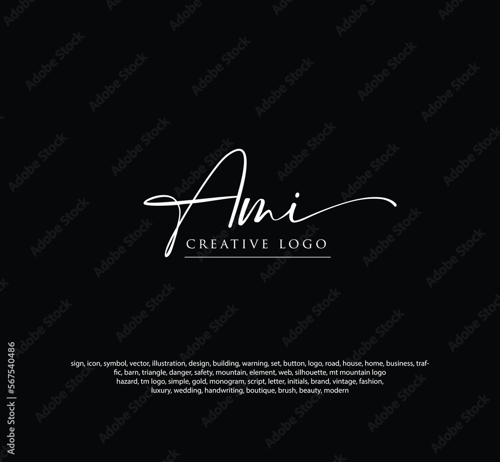 AMI luxury business logo or MIa icon, AM letter, and monogram logo ...