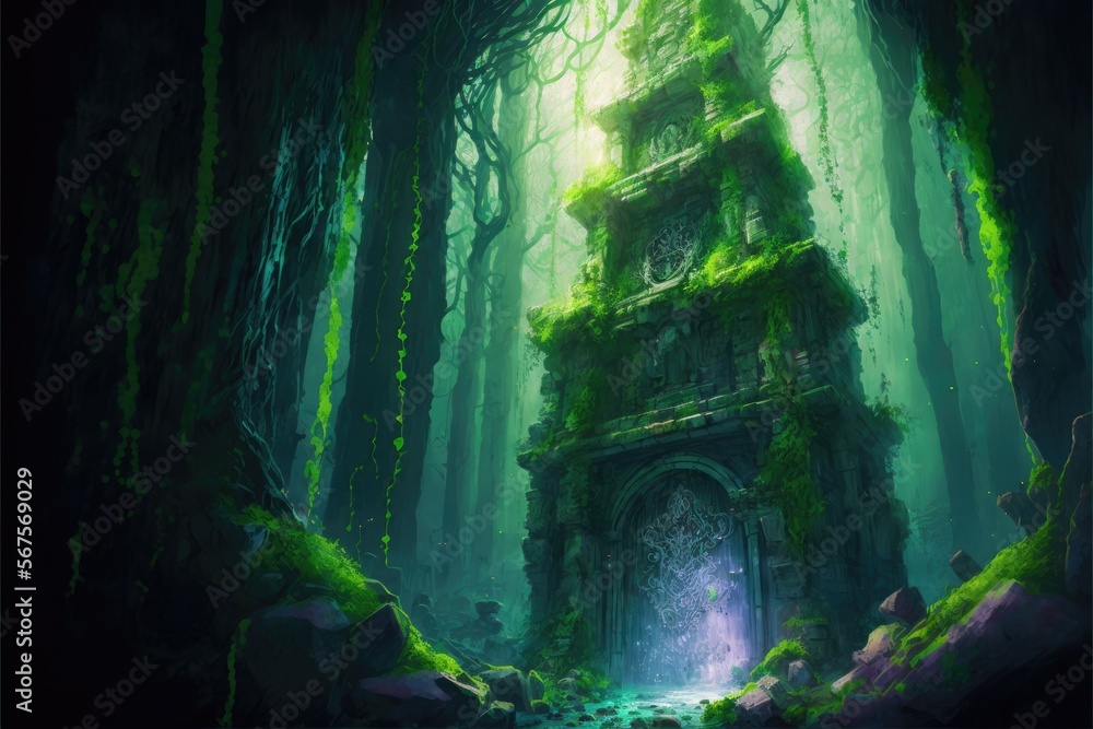 swampy cave lair or dungeon, abandoned cellar ruins for fantasy ...