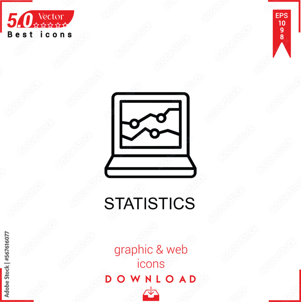 STATISTICS icon vector on white background. Simple, isolated, flat ...