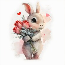 Floral Valentine Rabbits Free Stock Photo - Public Domain Pictures