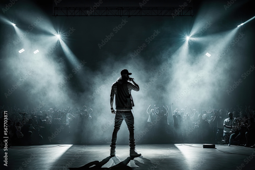 Generative Illustration AI of hip hop singer on stage during a concert ...