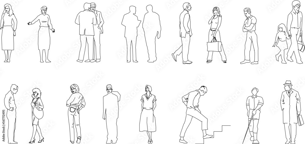 Sketch vector illustration of people on the move Stock Vector | Adobe Stock