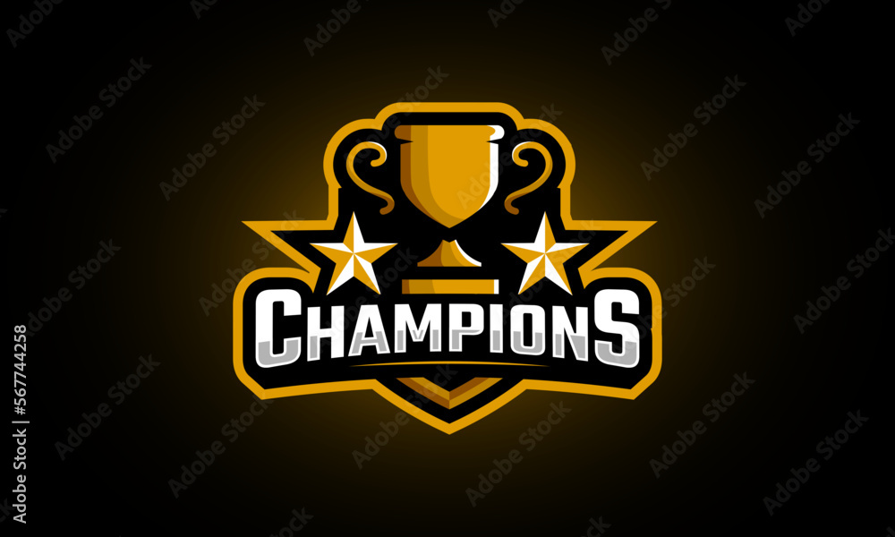 Champions trophy logo with star for championship Stock Vector | Adobe Stock