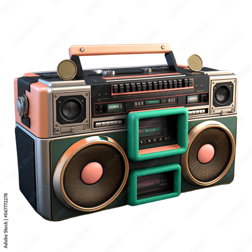 Vintage boombox sound system. 1980s Boom Box Cassette Tape Player. Old ...