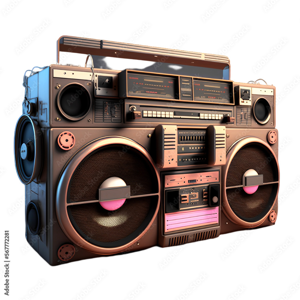 Vintage boombox sound system. 1980s Boom Box Cassette Tape Player. Old ...