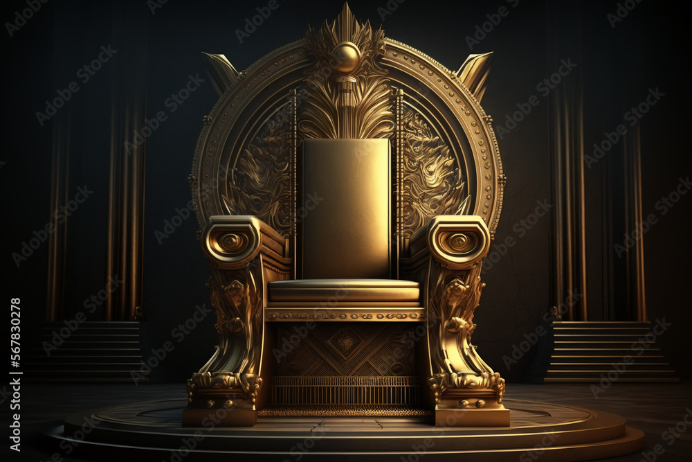 Golden throne front view, model golden royal throne for the king ...