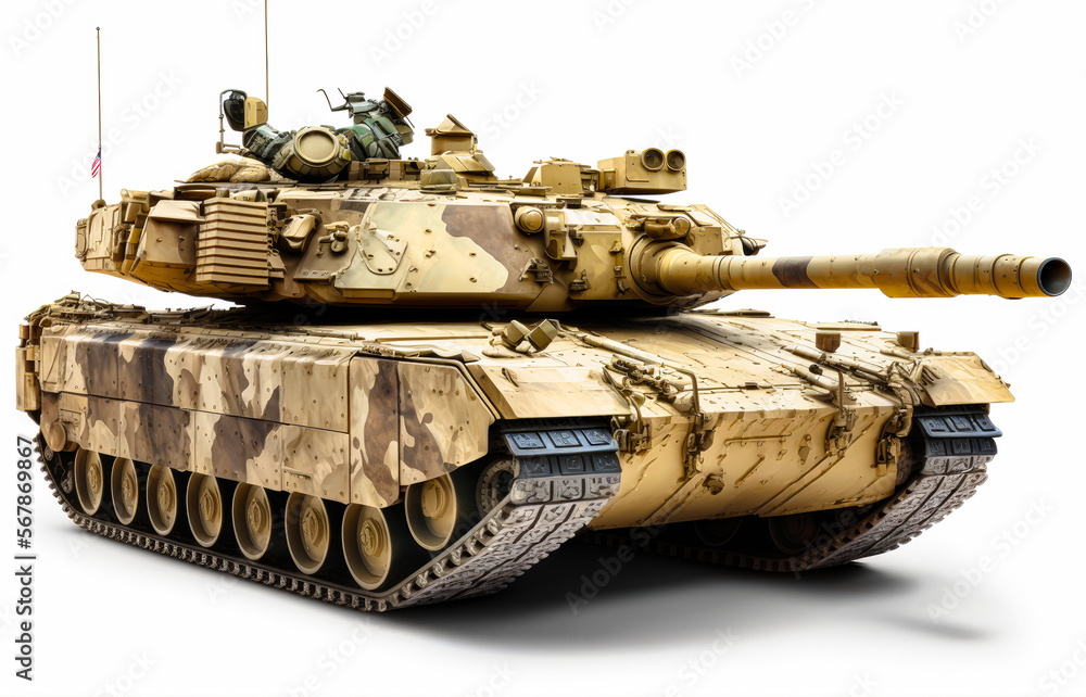 M1 Abrams tank isolated on white background, american War Concept ...