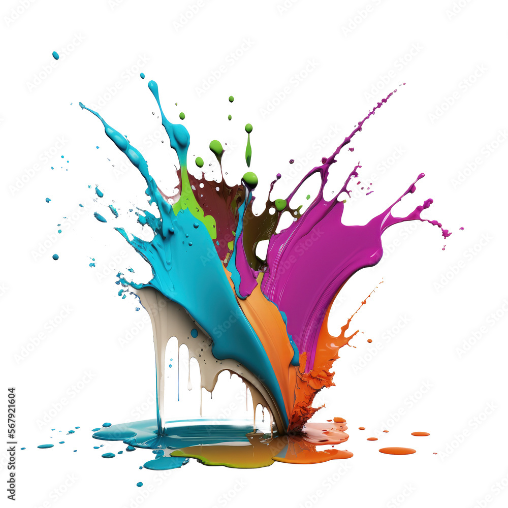 3D Colourful Paint Splash Dripping Paint Being Thrown, Splatter, Splat ...