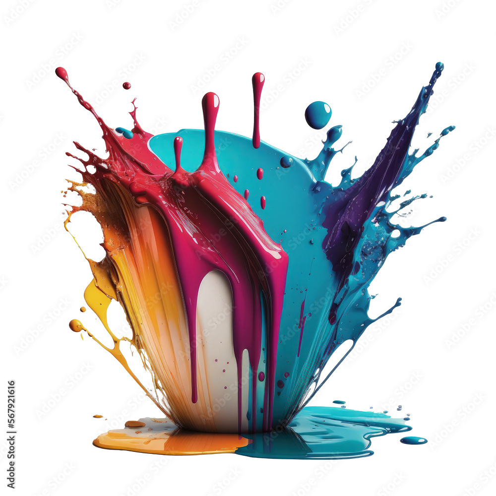 Ilustración de Stock 3D Colourful Paint Splash Dripping Paint Being ...