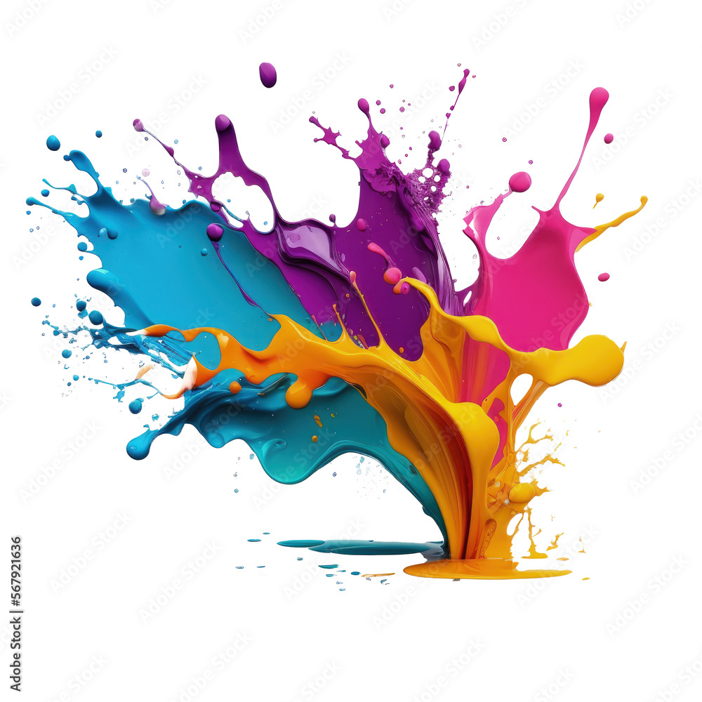 3D Colourful Paint Splash Dripping Paint Being Thrown, Splatter, Splat ...