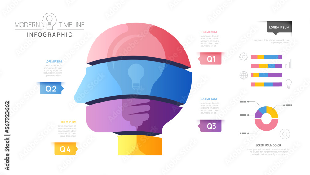 Infographic Timeline diagram template for education. 4 Steps Modern ...