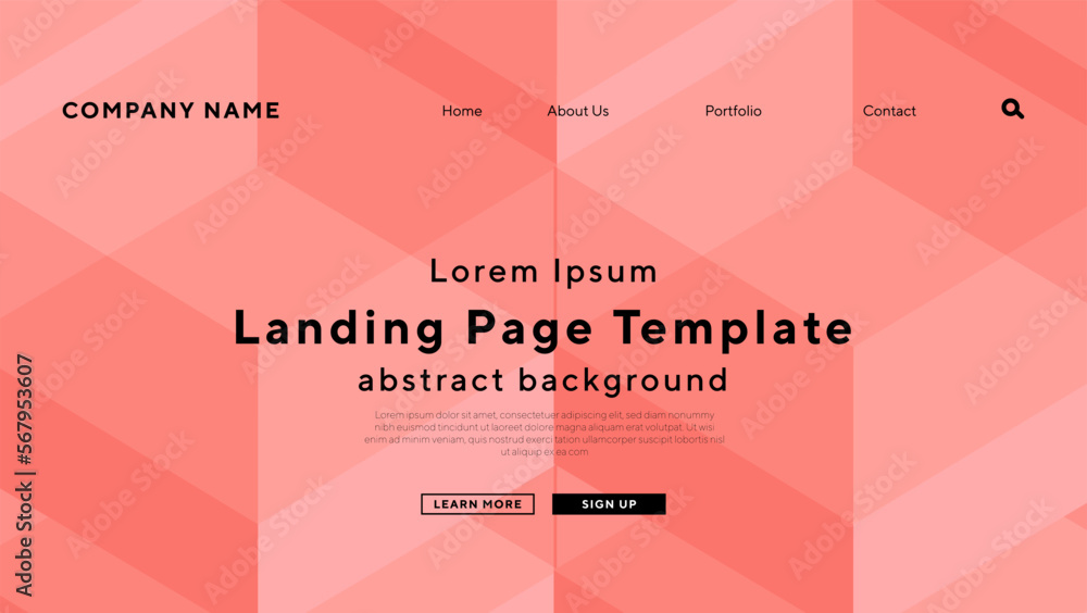 landing page template with skyscraper building gradient pink background ...