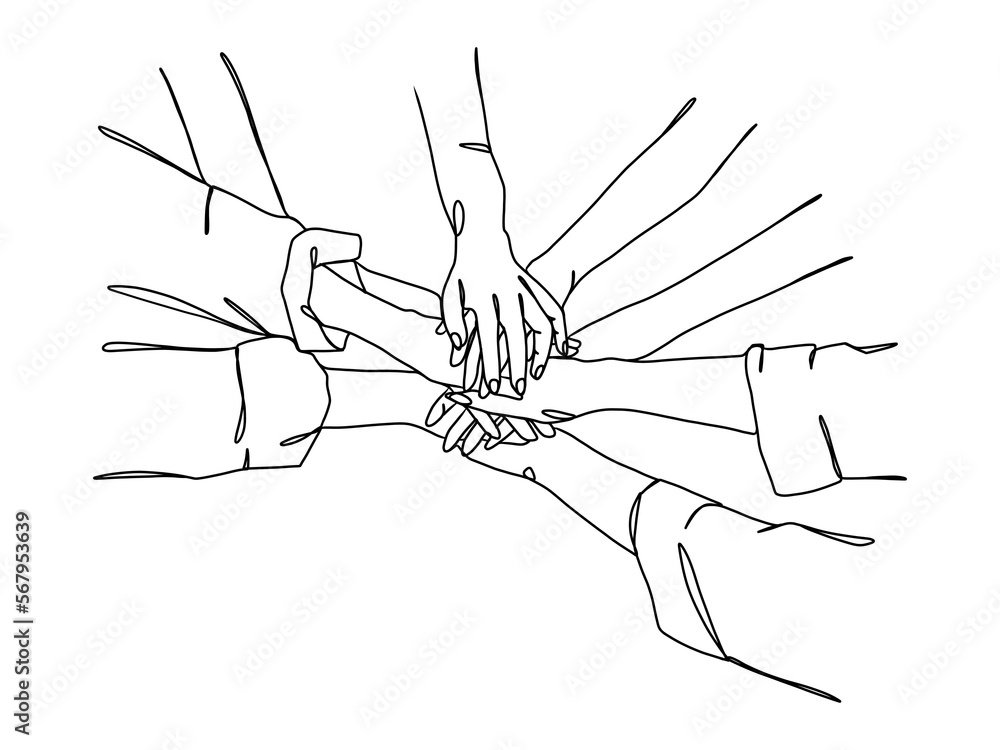 Continuous line drawing of business people teamwork. Stock Illustration ...