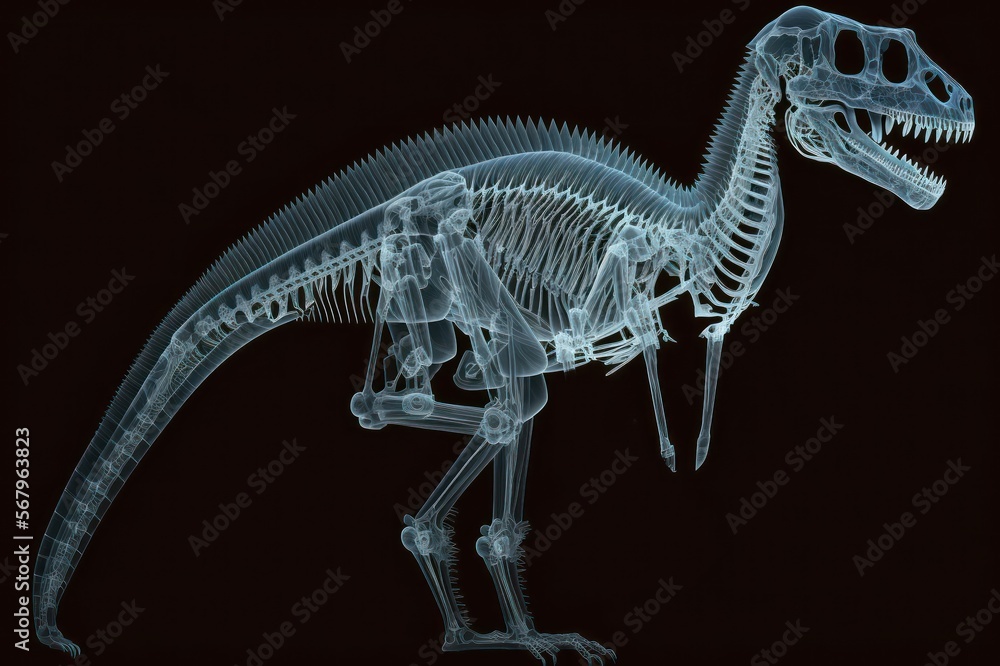 X-ray illustration of a Velociraptor dinosaur Stock Illustration ...