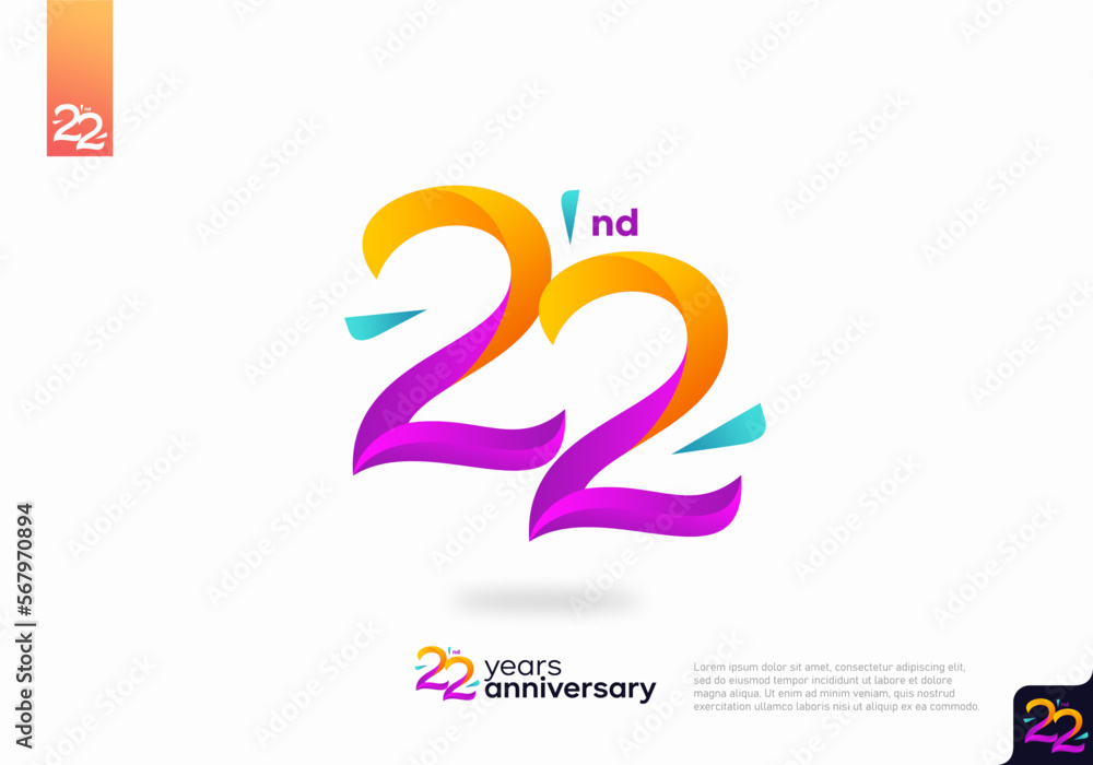 Number 22 logo icon design, 22nd birthday logo number, 22nd anniversary ...