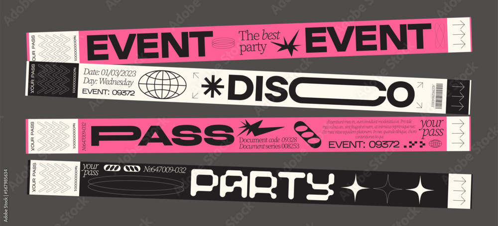 Control ticket bracelets for events, disco, festival, fan zone, party ...