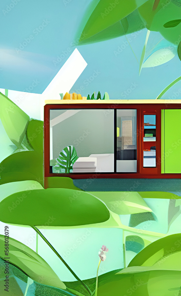 ภาพประกอบ Stock Contemporary style rectangular shaped pod office ...