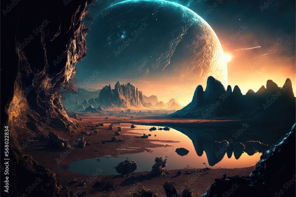 Alien Planet sci-fi outer space encounter wallpaper generative ai ...