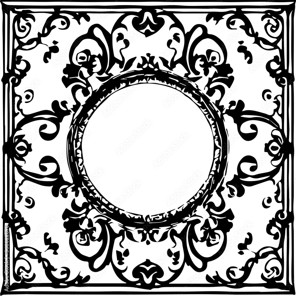 Stock-Vektorgrafik „An transparent baroque style frame border design ...
