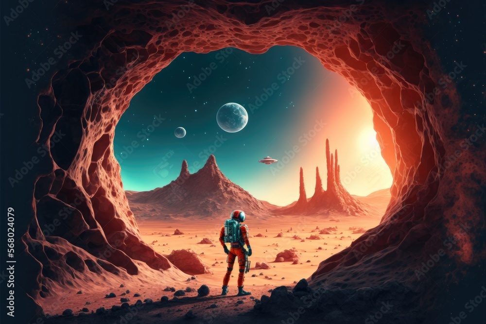 Alien Planet sci-fi outer space encounter wallpaper generative ai ...