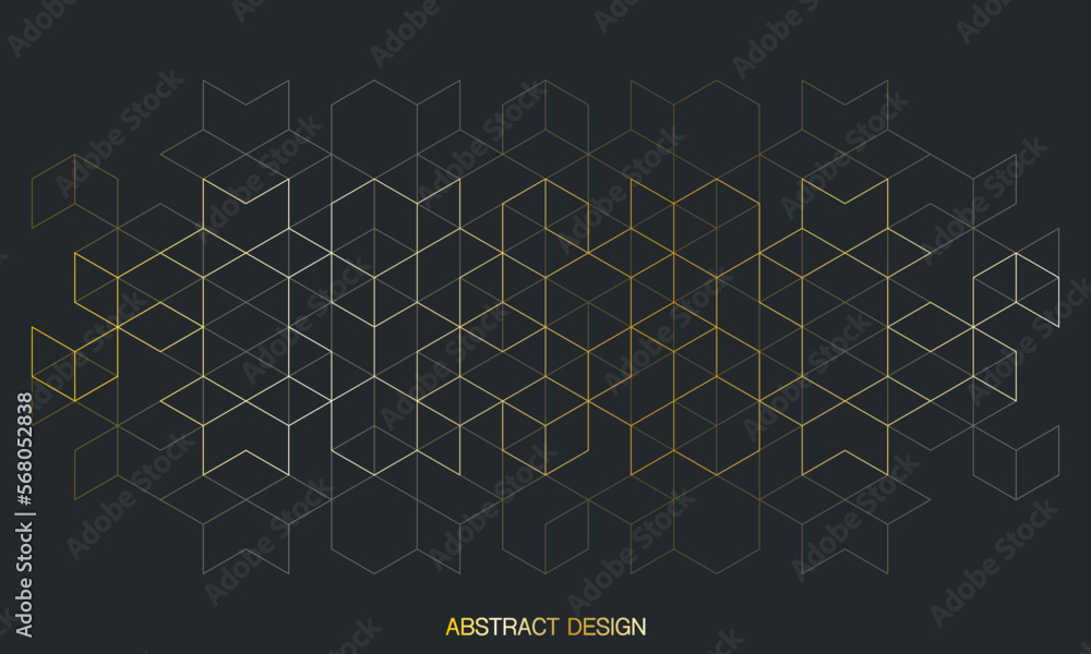 The graphic design elements with isometric shape golden blocks. Vector ...