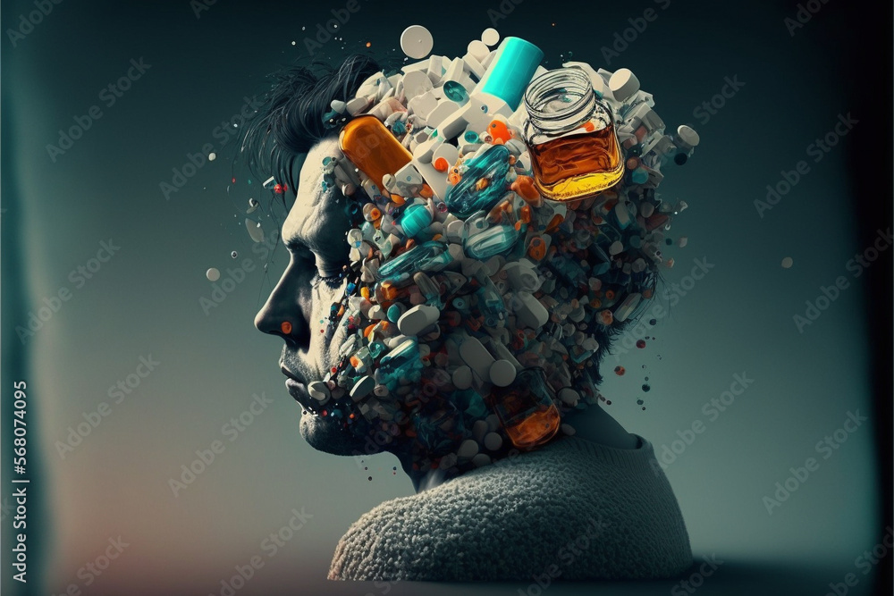 Ilustração do Stock Concept of substance addiction. The struggle and ...