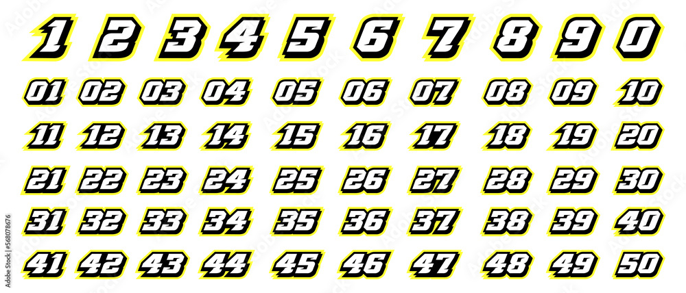 Racing Number, Set of Start Racing number, sport race number Stock ...