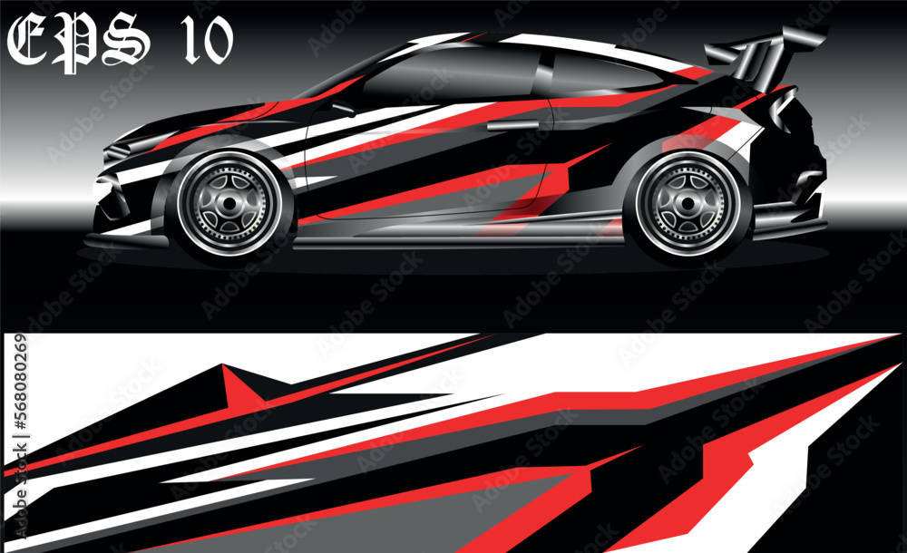 Car wrap design. Livery design for racing car. sedan, hatchback. vector ...
