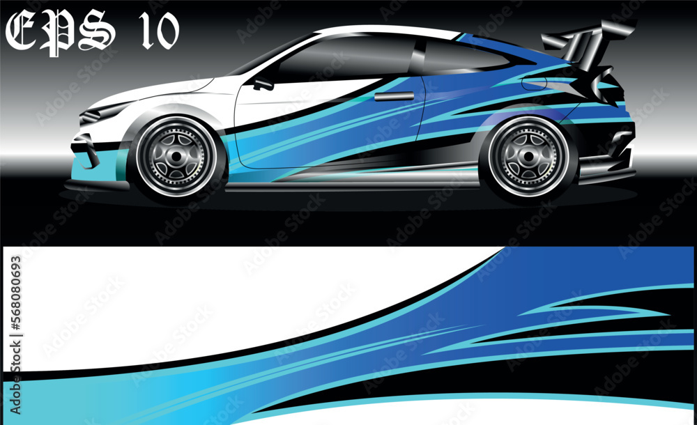 Car wrap design. Livery design for racing car. sedan, hatchback. vector ...