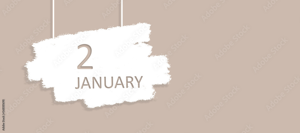 January 2nd. Day 2 of month, Calendar date. Poster, badge design ...