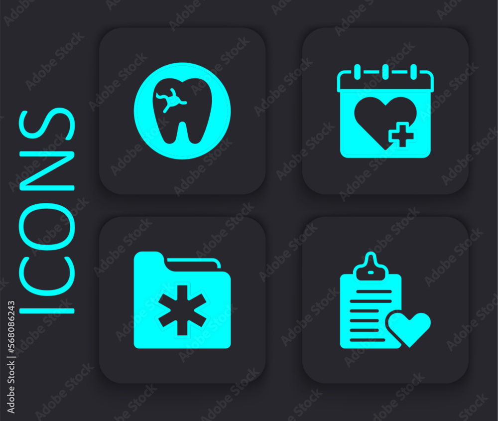 Set Patient record, Tooth with caries, Doctor appointment and Medical ...