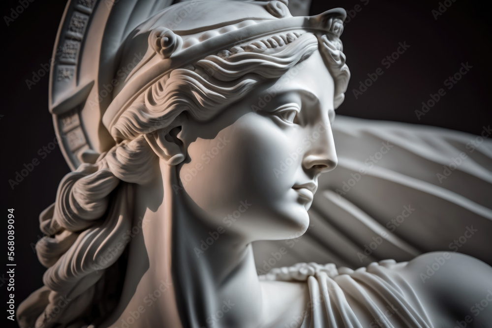 Illustration of a Renaissance marble statue of Athena. She is the ...