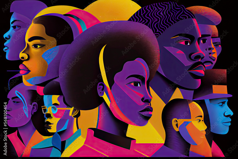 Black History Month Abstract Togetherness African American Black ...